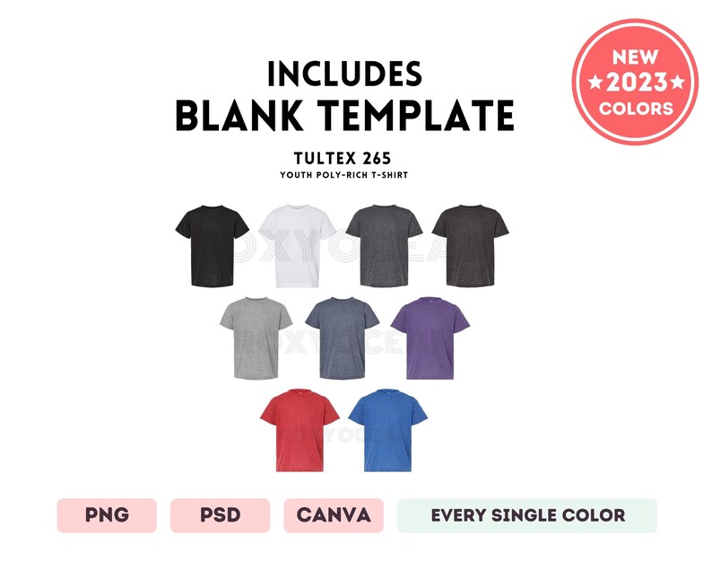 Tultex 265 Color Size Chart EDITABLE Canva Template 265 Youth Poly-rich ...