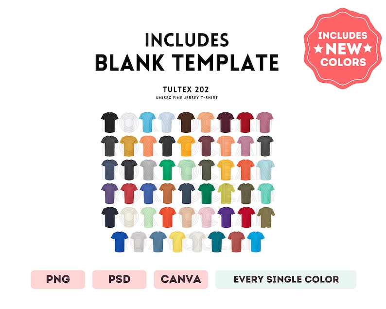 Tultex 202 Color + Size Chart | EDITABLE Canva Template | 202 Unisex ...