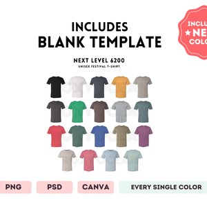 Next Level 6200 Color + Size Chart | EDITABLE Canva Template | 6200 ...