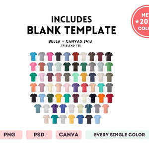 Bella Canvas 3413 Color Size Chart EDITABLE Canva Template 3413 ...