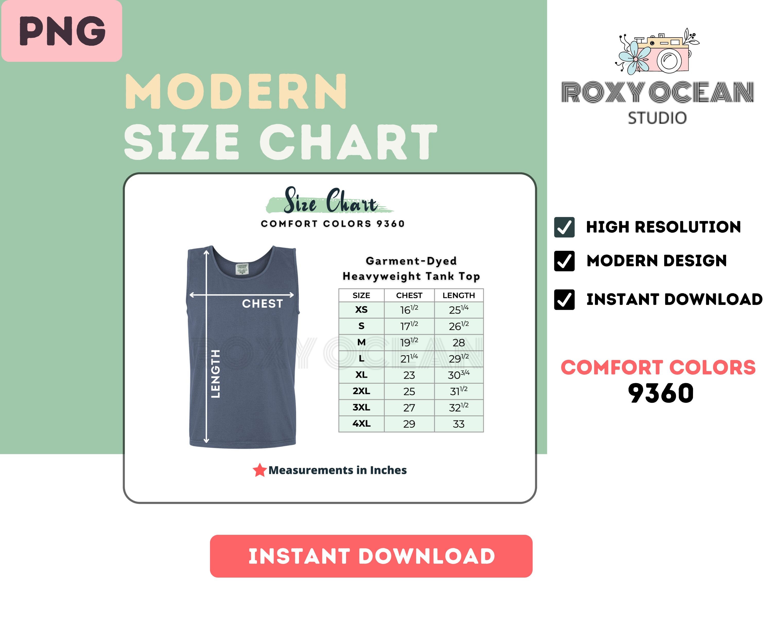 Comfort Colors 9360 Color + Size Chart | EDITABLE Canva Template | 9360 ...