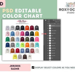 Jerzees 562MR Color + Size Chart | EDITABLE Canva Template | 562MR ...