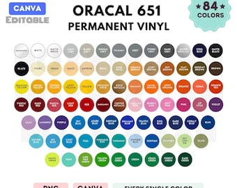 Oracal 651 Permanent Vinyl Color Chart 64 COLORS - Etsy