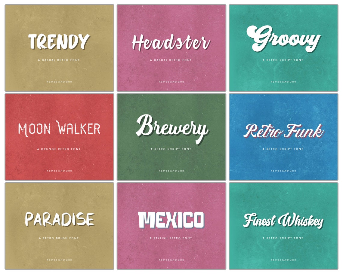 Retro Font Bundle Country Fonts Handwritten Fonts Cricut - Etsy
