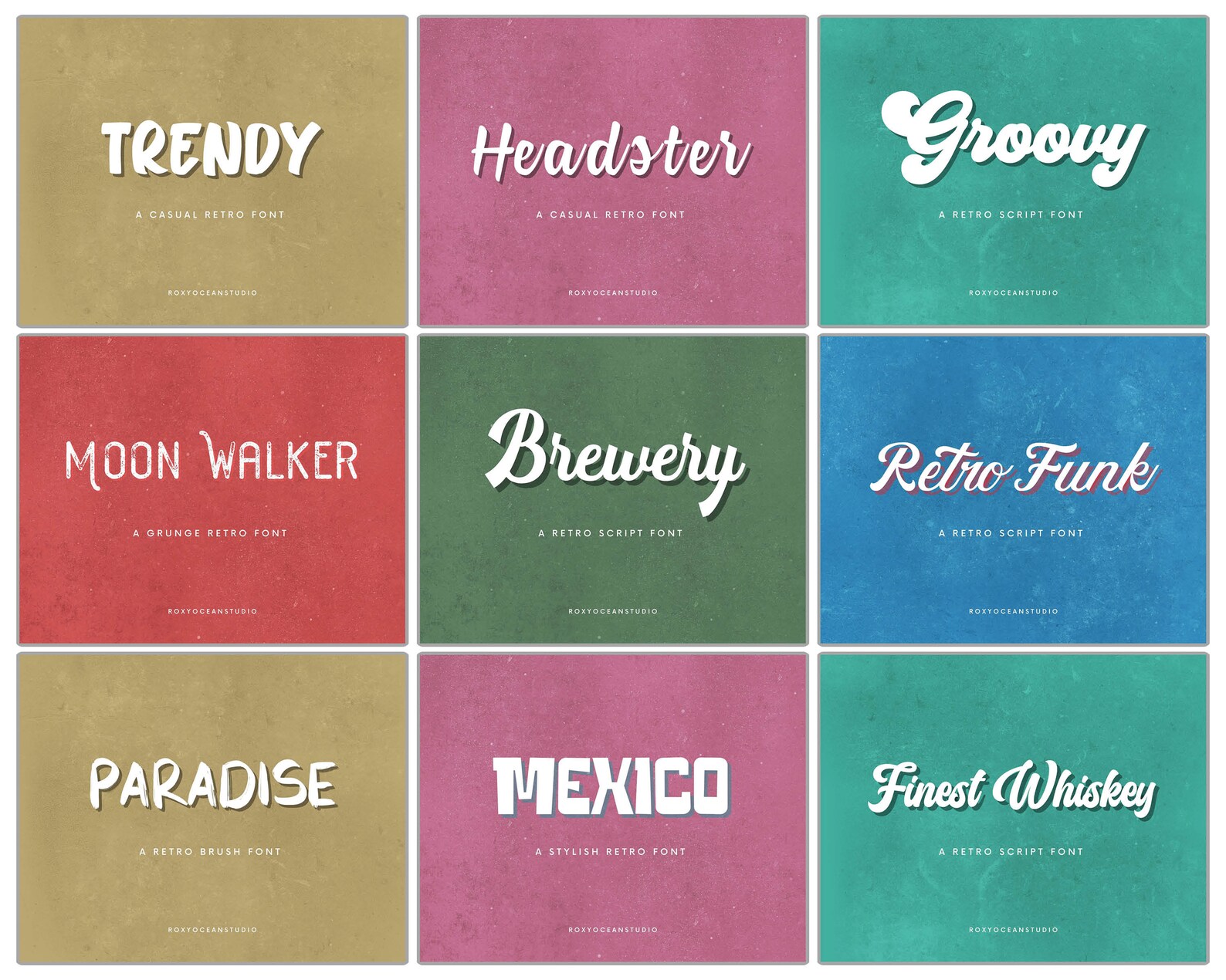 Retro Font Bundle Country Fonts Handwritten Fonts Cricut Fonts Vintage ...