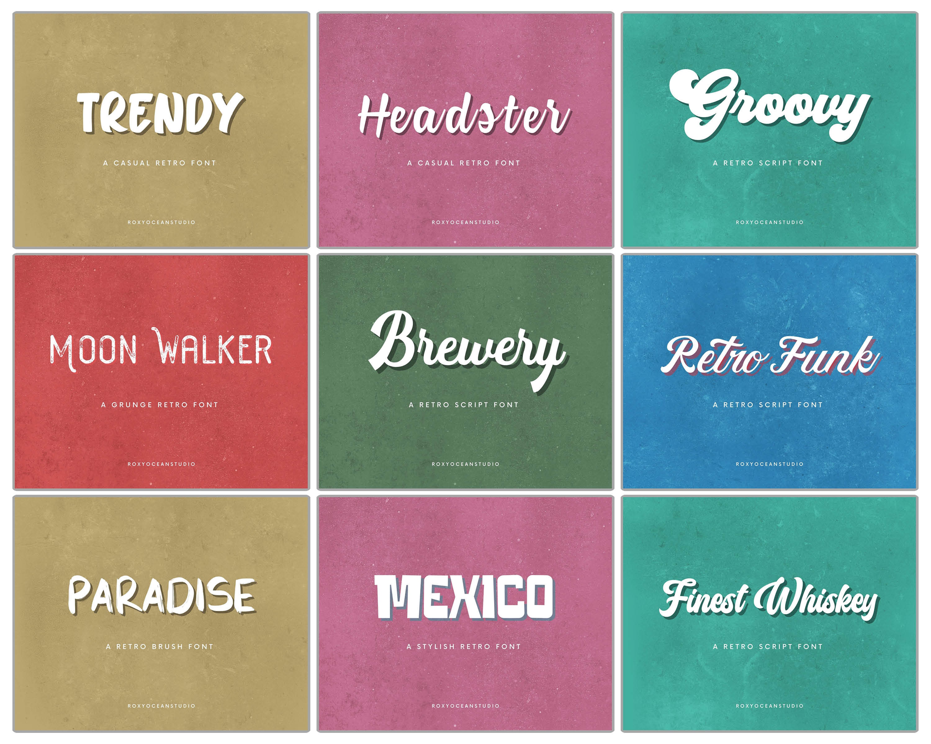 Retro Font Bundle Country Fonts Handwritten Fonts Cricut Fonts Vintage ...