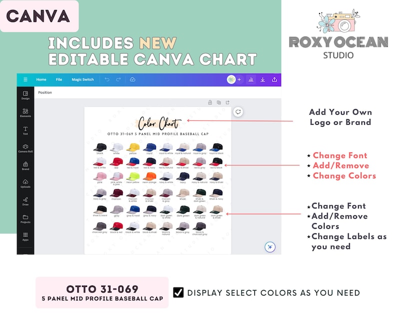 Otto 31-069 Color Chart | EDITABLE Canva Template | Otto 5 Panel Mid ...