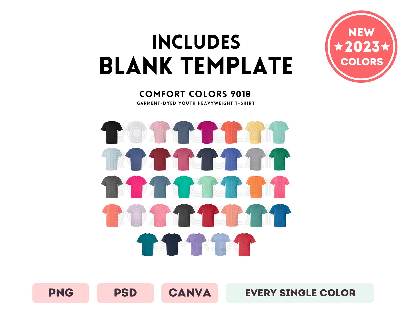 Comfort Colors 9018 Color Size Chart EDITABLE Canva Template 9018 Youth ...