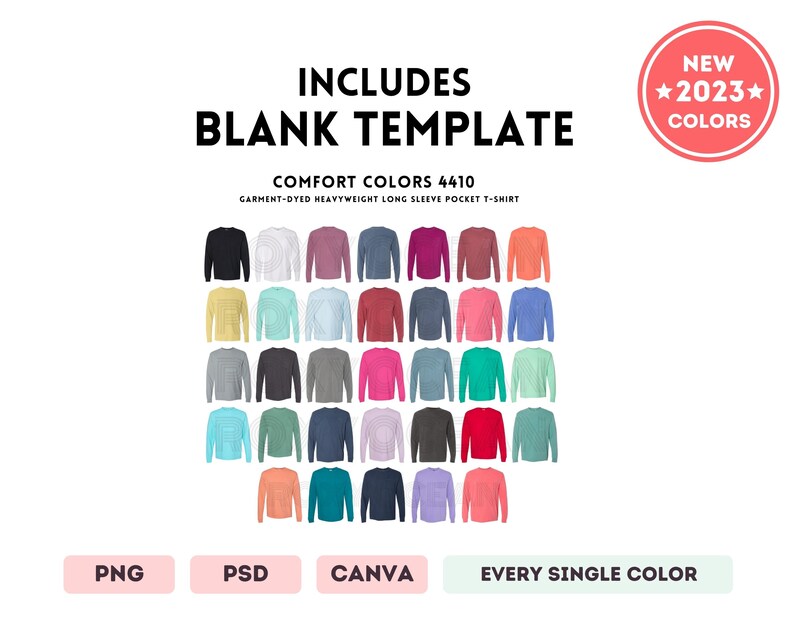 Comfort Colors 4410 Color Size Chart EDITABLE Canva - Etsy