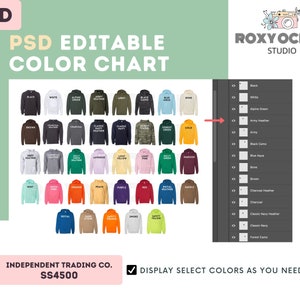 Independent Trading Co. SS4500 Color + Size Chart | EDITABLE Canva ...