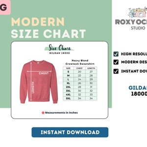G180 Color + Size Chart | EDITABLE Canva Template | G180 Crewneck ...