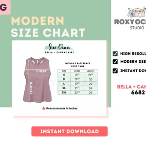 Bella Canvas 6682 Color + Size Chart | EDITABLE Canva Template | 6682 ...