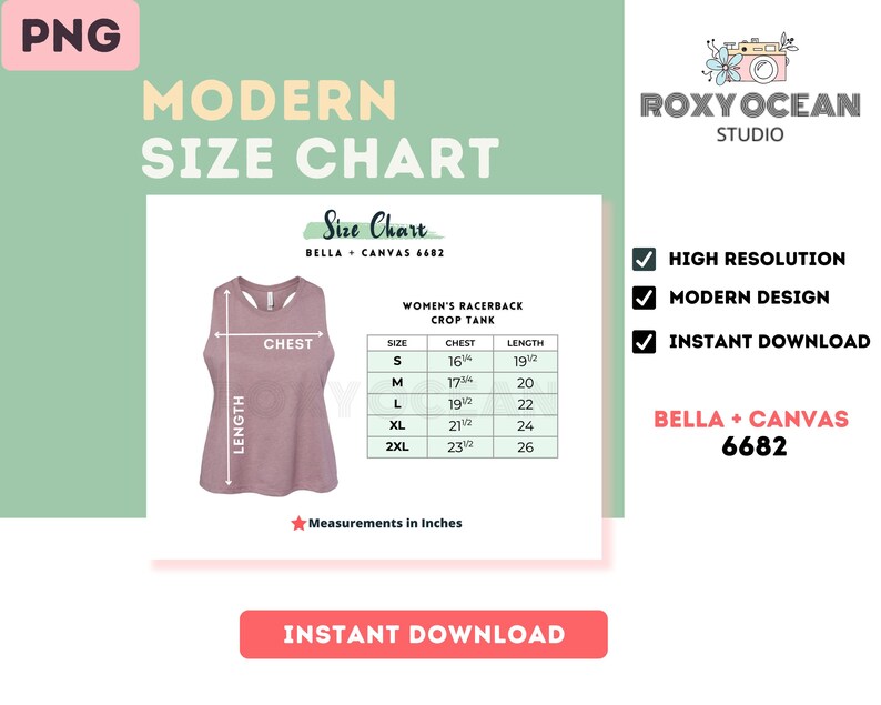 Bella Canvas 6682 Color + Size Chart | EDITABLE Canva Template | 6682 ...
