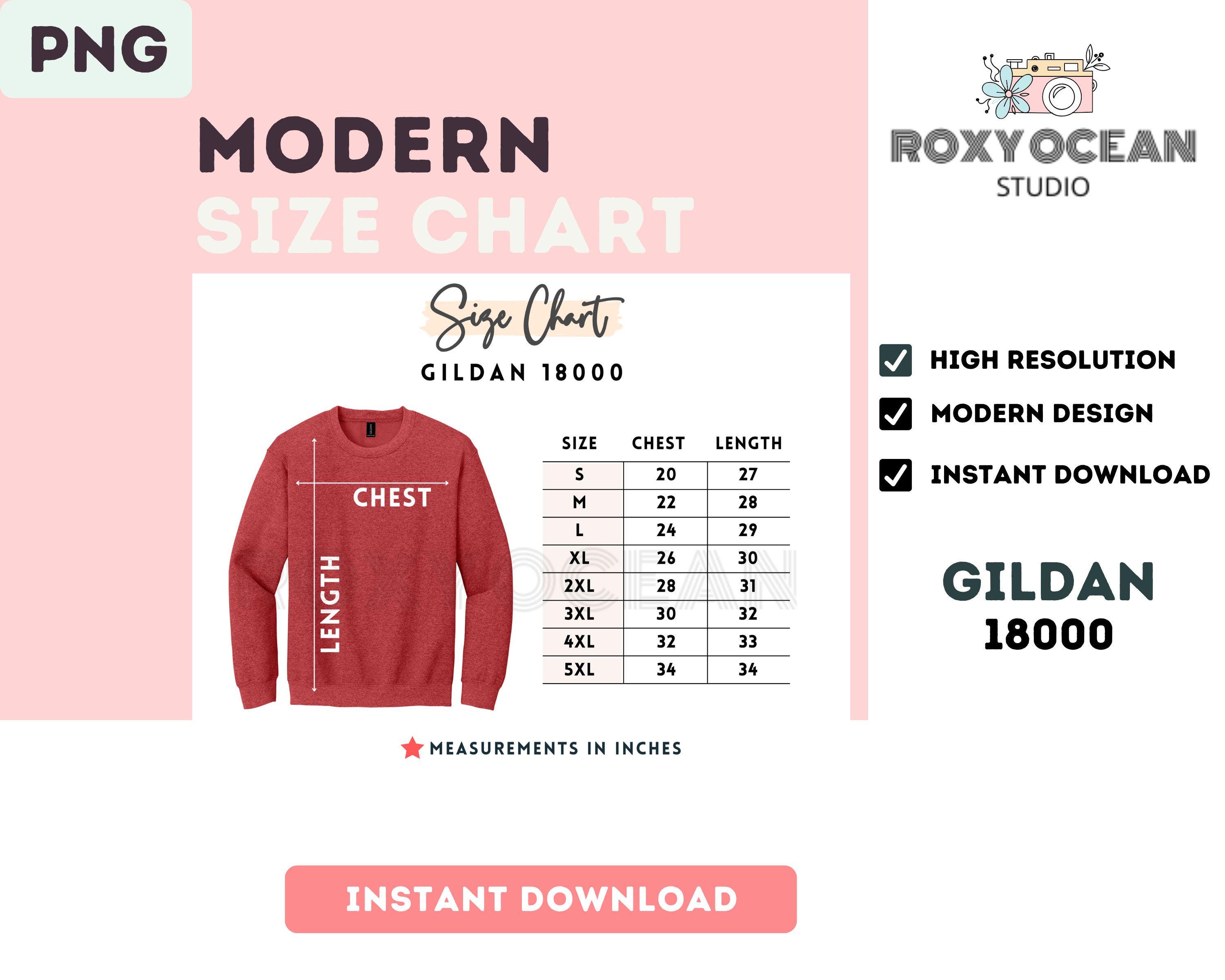 G180 Color + Size Chart | EDITABLE Canva Template | G180 Crewneck ...