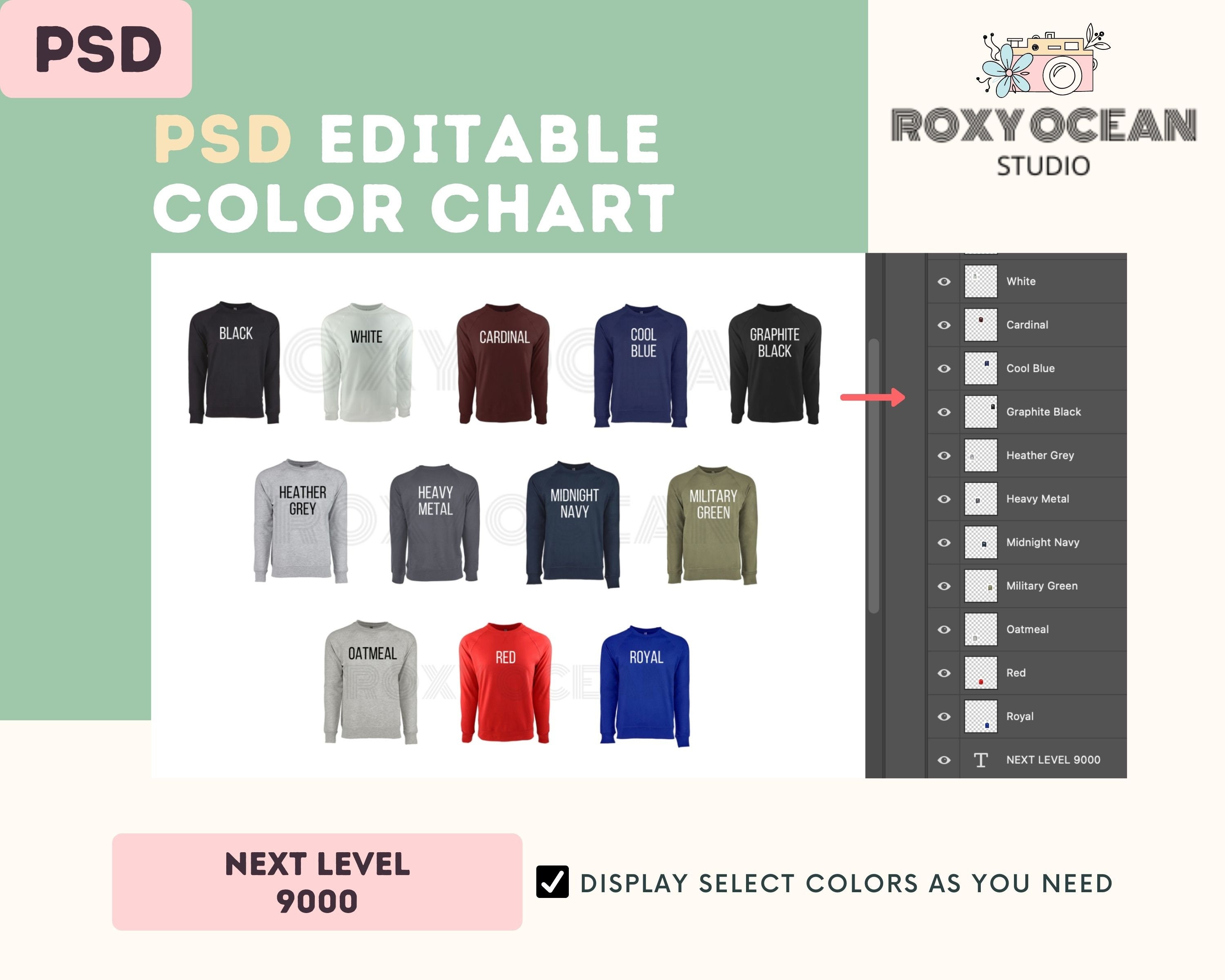 Next Level 9000 Color + Size Chart | EDITABLE Canva Template | 9000 ...