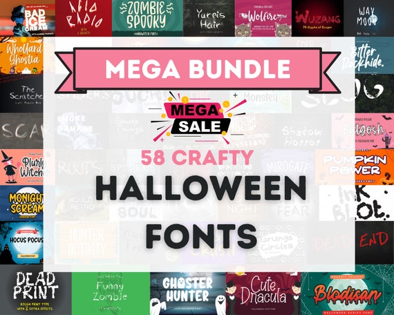 99% OFF Halloween Font Bundle 58 Halloween Fonts Mega Font | Etsy