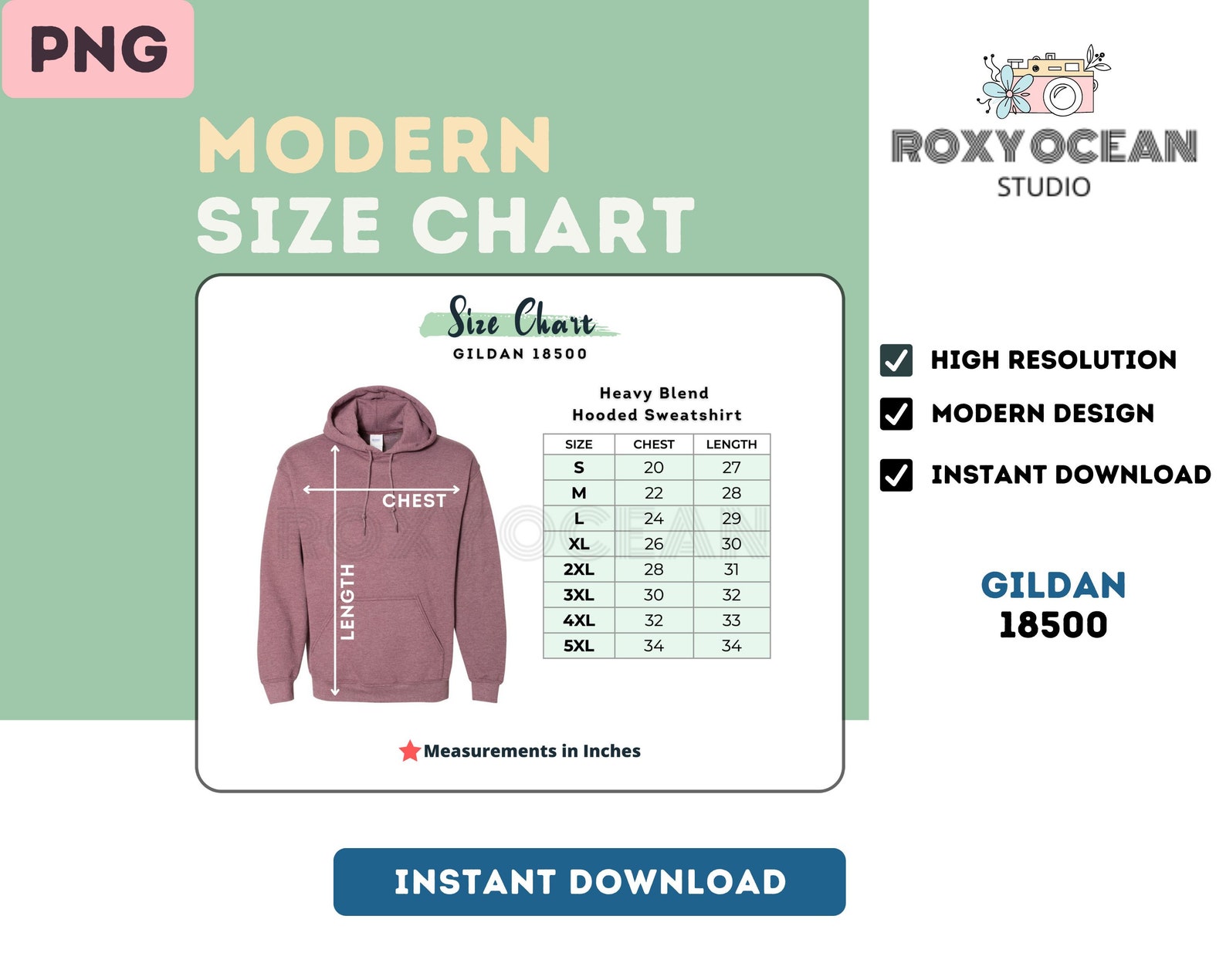 G185 Color + Size Chart | EDITABLE Canva Template | G185 Heavy Blend ...
