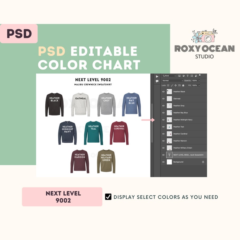 Next Level 9002 Color Size Chart EDITABLE Canva Template 9002 Malibu ...