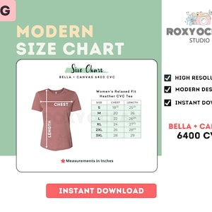 Bella Canvas 6400 CVC Color + Size Chart | Editable Canva Template ...