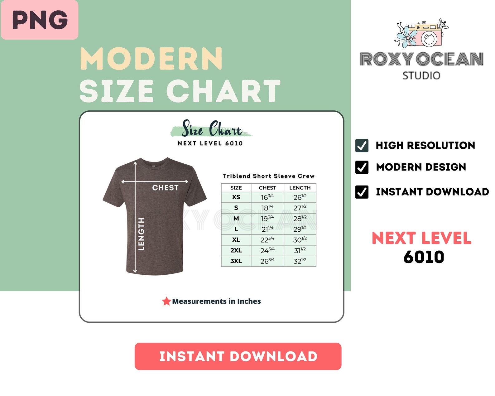 Next Level 6010 Color + Size Chart | EDITABLE Canva Template | 6010 ...
