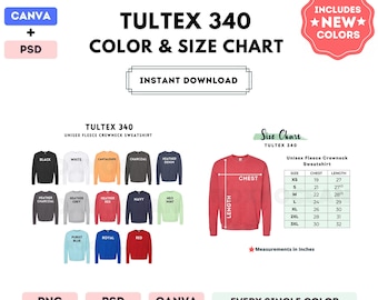 Tultex 202 Color + Size Chart | EDITABLE Canva Template | 202 Unisex ...
