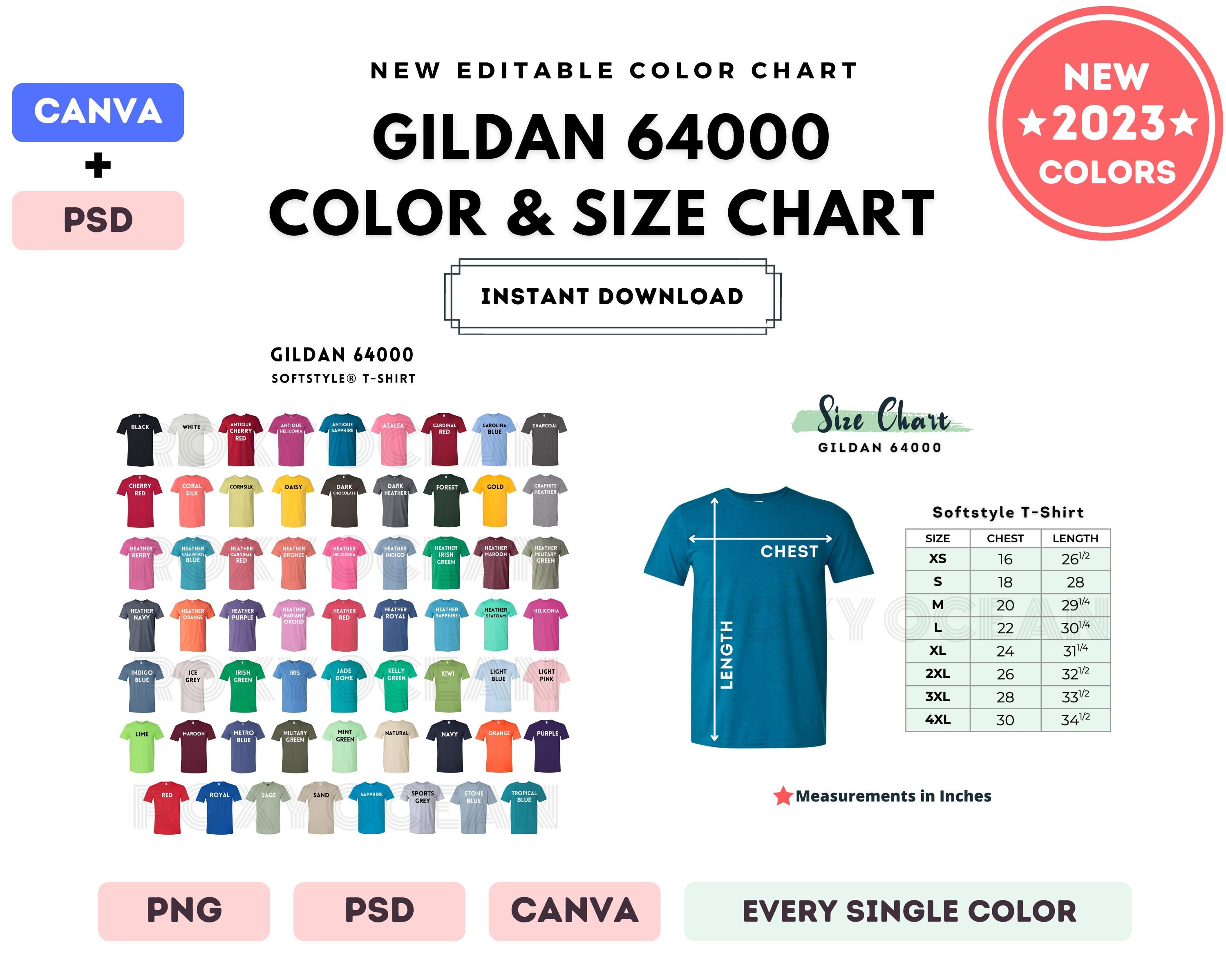 G640 Color Size Chart EDITABLE Canva Template G640 - Etsy Canada