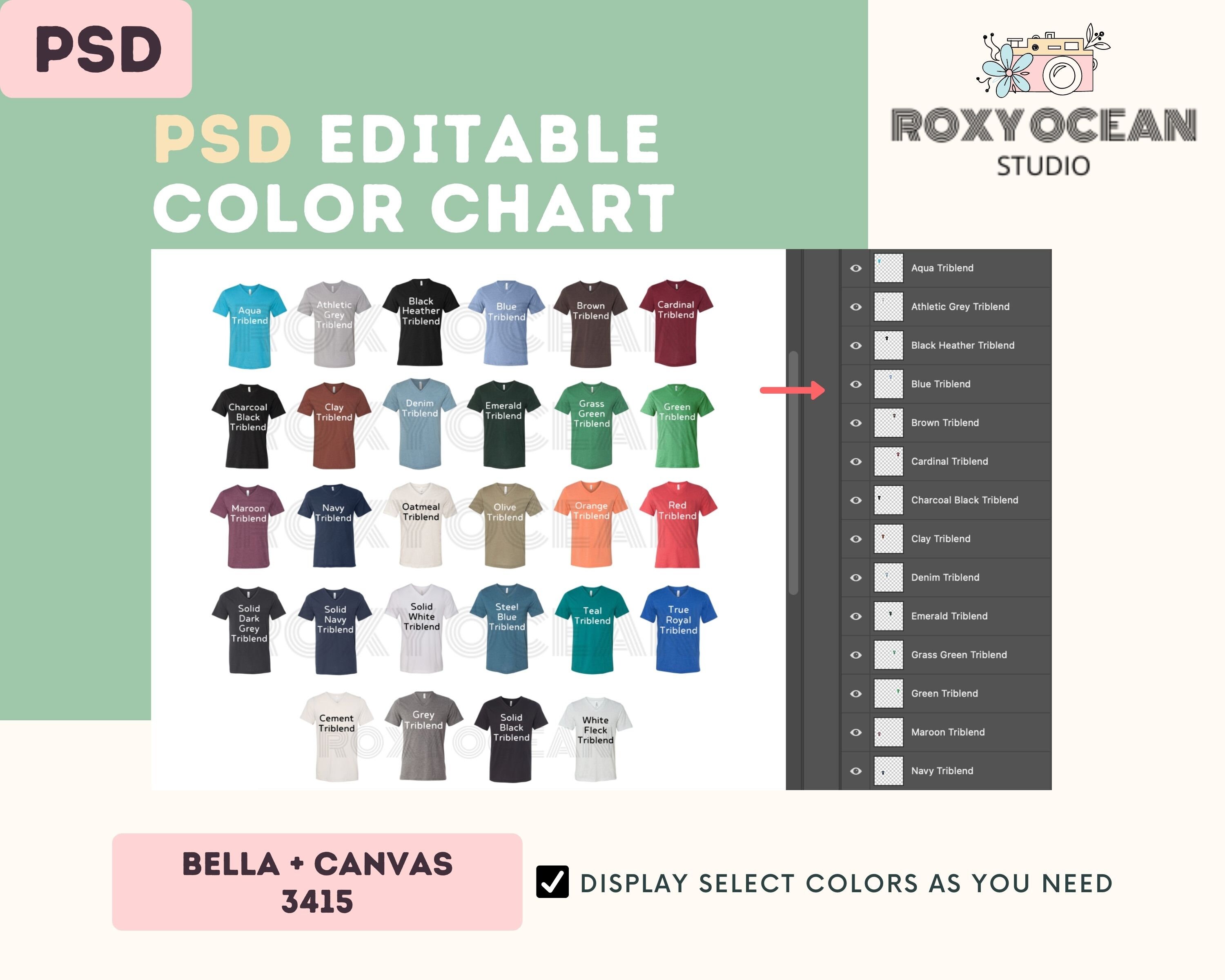 Bella Canvas 3415 Color Size Chart EDITABLE Canva Template 3415 V-neck ...