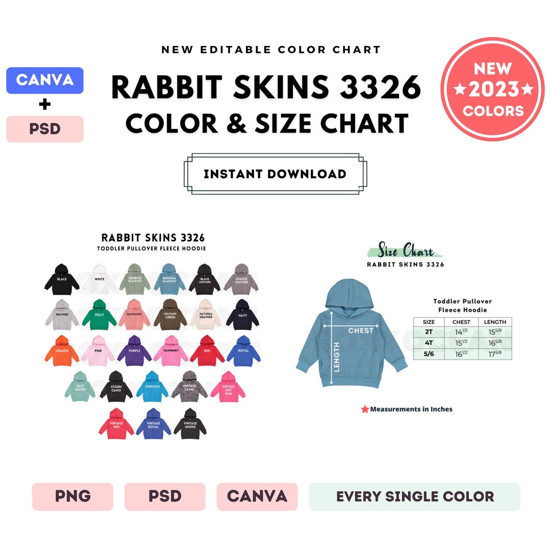 Rabbit Skins 3326 Color Size Chart EDITABLE Canva Template 3326 Toddler ...