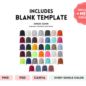 Jerzees 562MR Color + Size Chart | EDITABLE Canva Template | 562MR ...