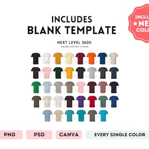 Next Level 3600 Color + Size Chart | EDITABLE Canva Template | 3600 ...