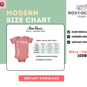 Bella Canvas 100B Color + Size Chart | EDITABLE Canva Template | 100B ...
