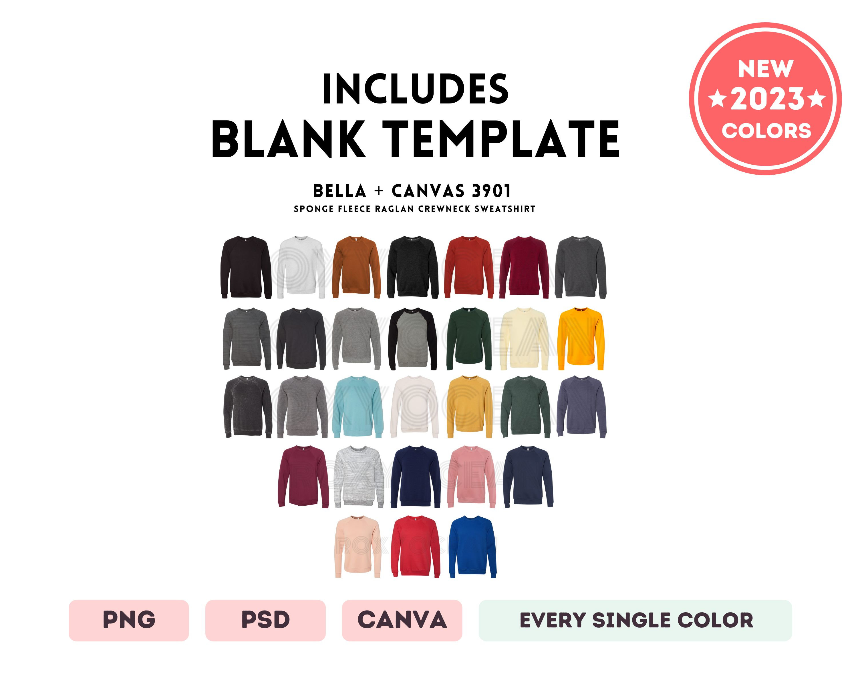 Bella Canvas 3901 Color Size Chart EDITABLE Canva Template - Etsy