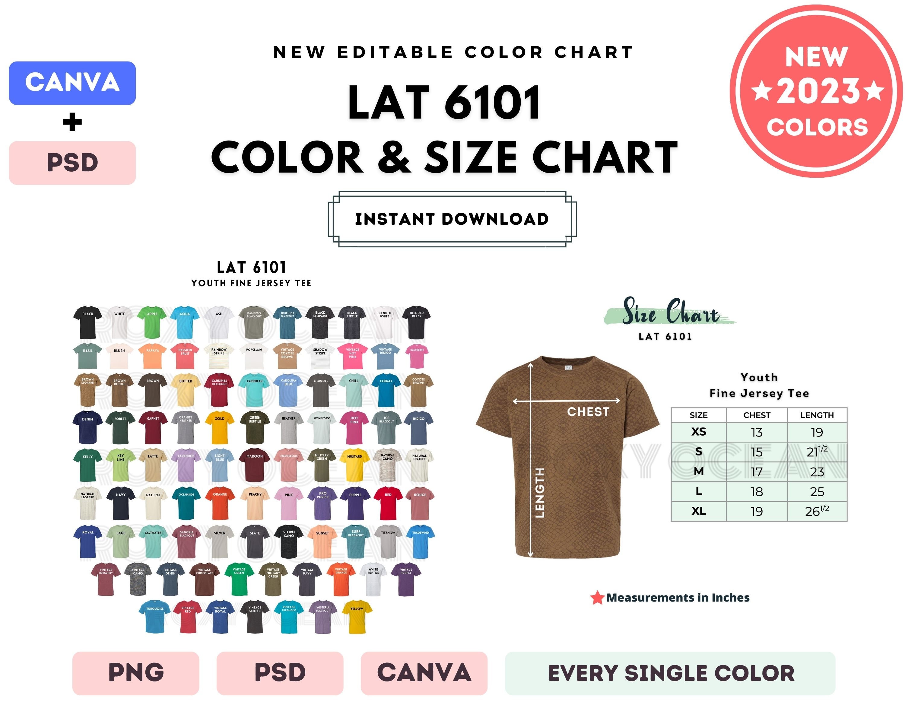 LAT 6101 Color Size Chart EDITABLE Canva Template 6101 - Etsy