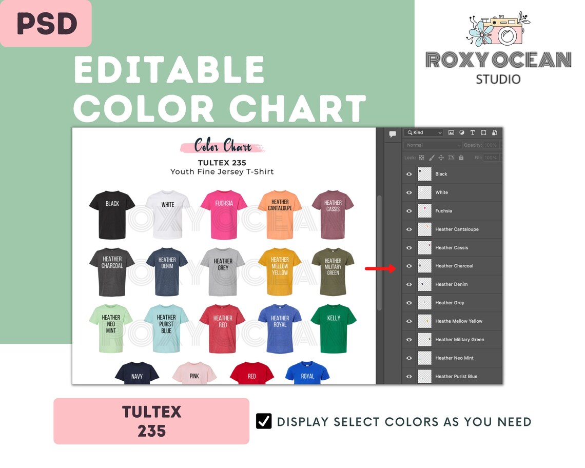 Tultex 235 Color Chart 235TC Color and Size Chart Digital - Etsy