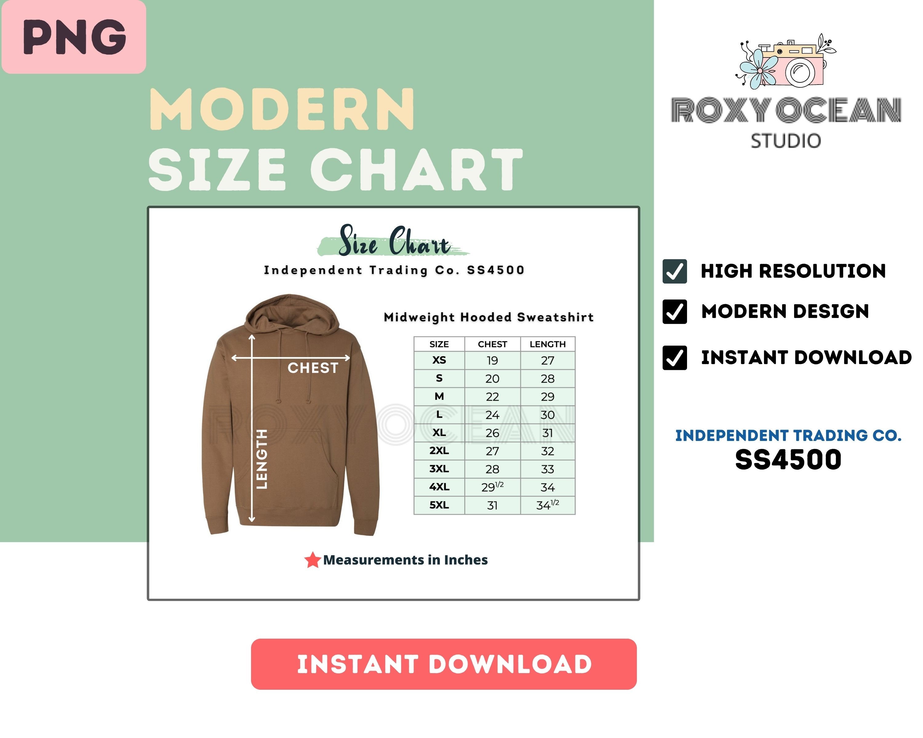 Independent Trading Co. SS4500 Color + Size Chart | EDITABLE Canva ...