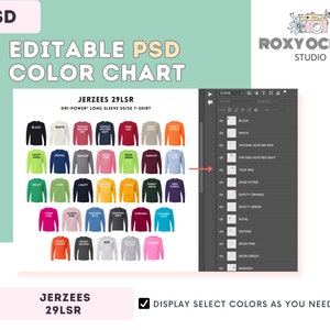 Jerzees 29LSR Color Size Chart EDITABLE Canva Template 29LSR Long ...