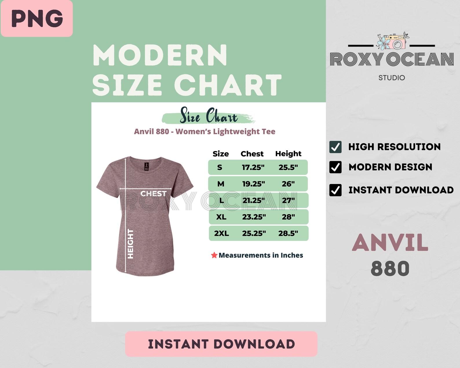 Anvil 880 Color Chart 880 Size Chart Digital Color and | Etsy