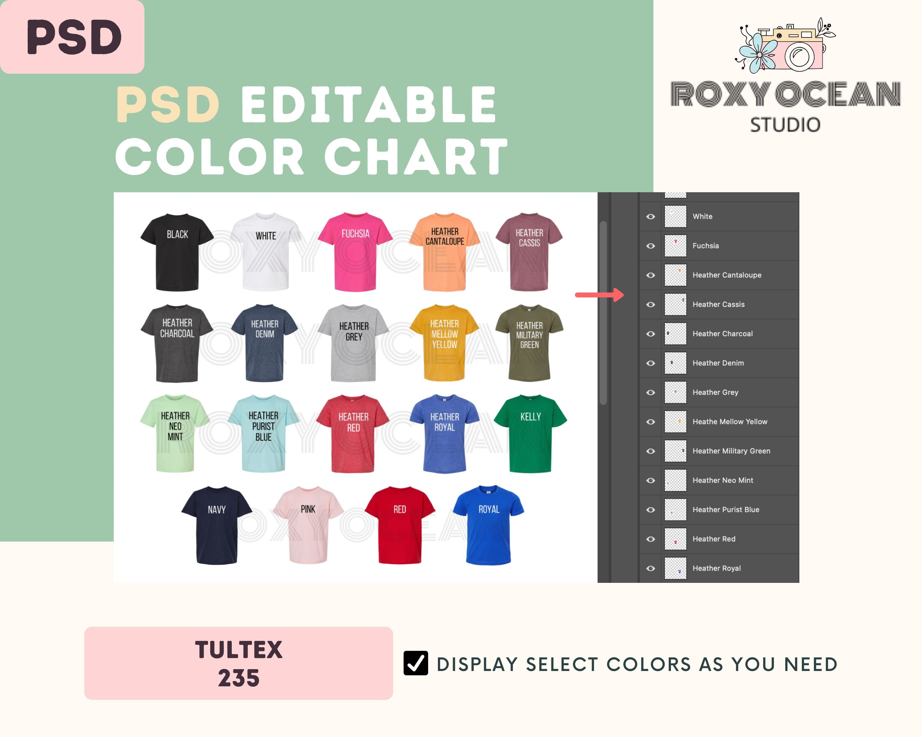 Tultex 235 Color + Size Chart | EDITABLE Canva Template | 235 Youth ...