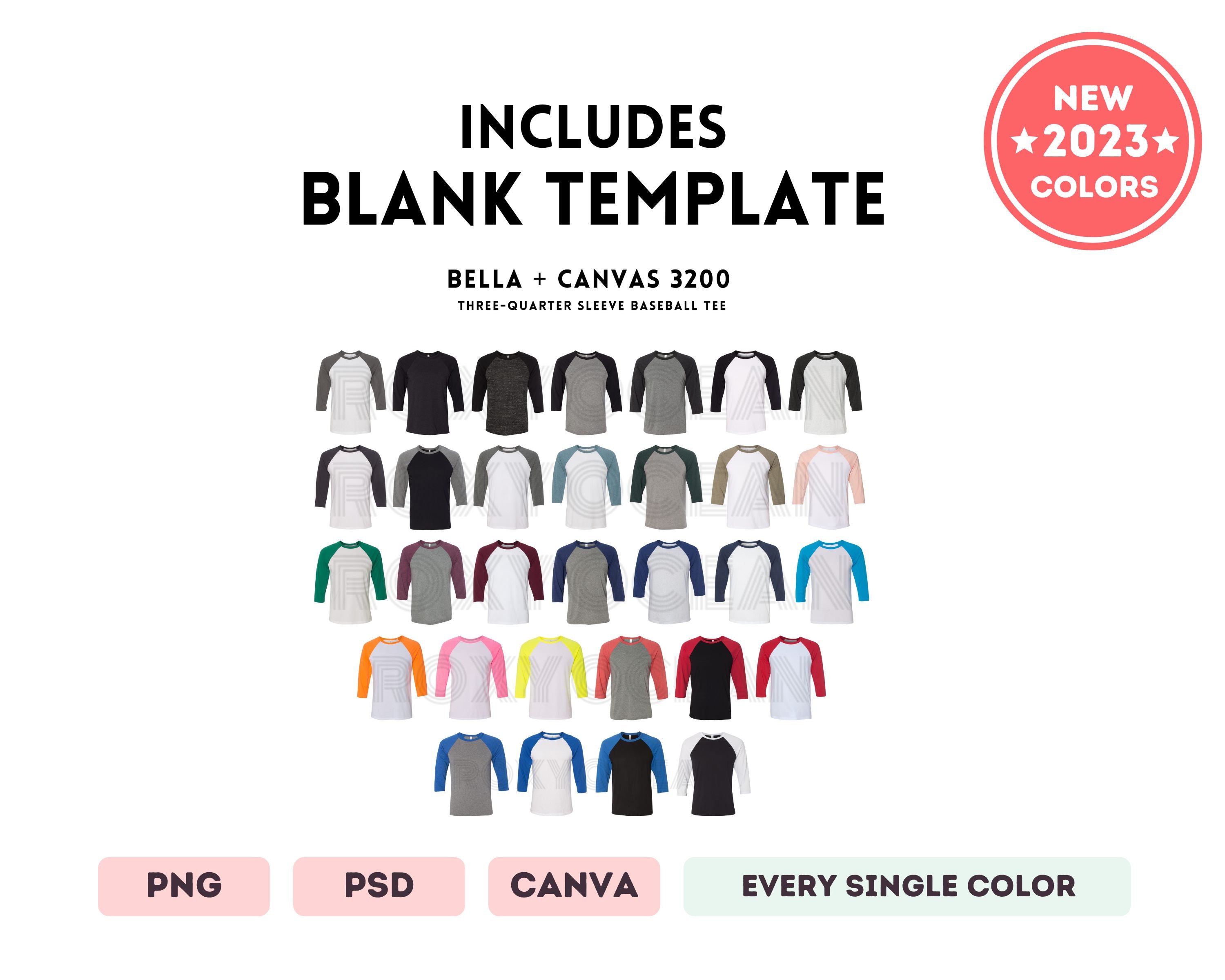 Bella Canvas 3200 Color Size Chart EDITABLE Canva Template - Etsy
