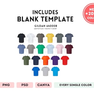 G640B Color Size Chart EDITABLE Canva Template 6400B Softstyle Youth T ...