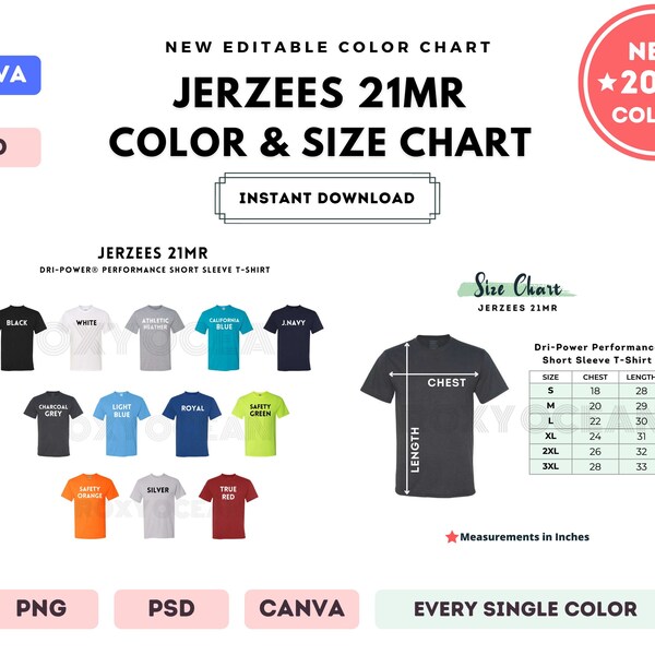 Jerzees 21m Chart - Etsy