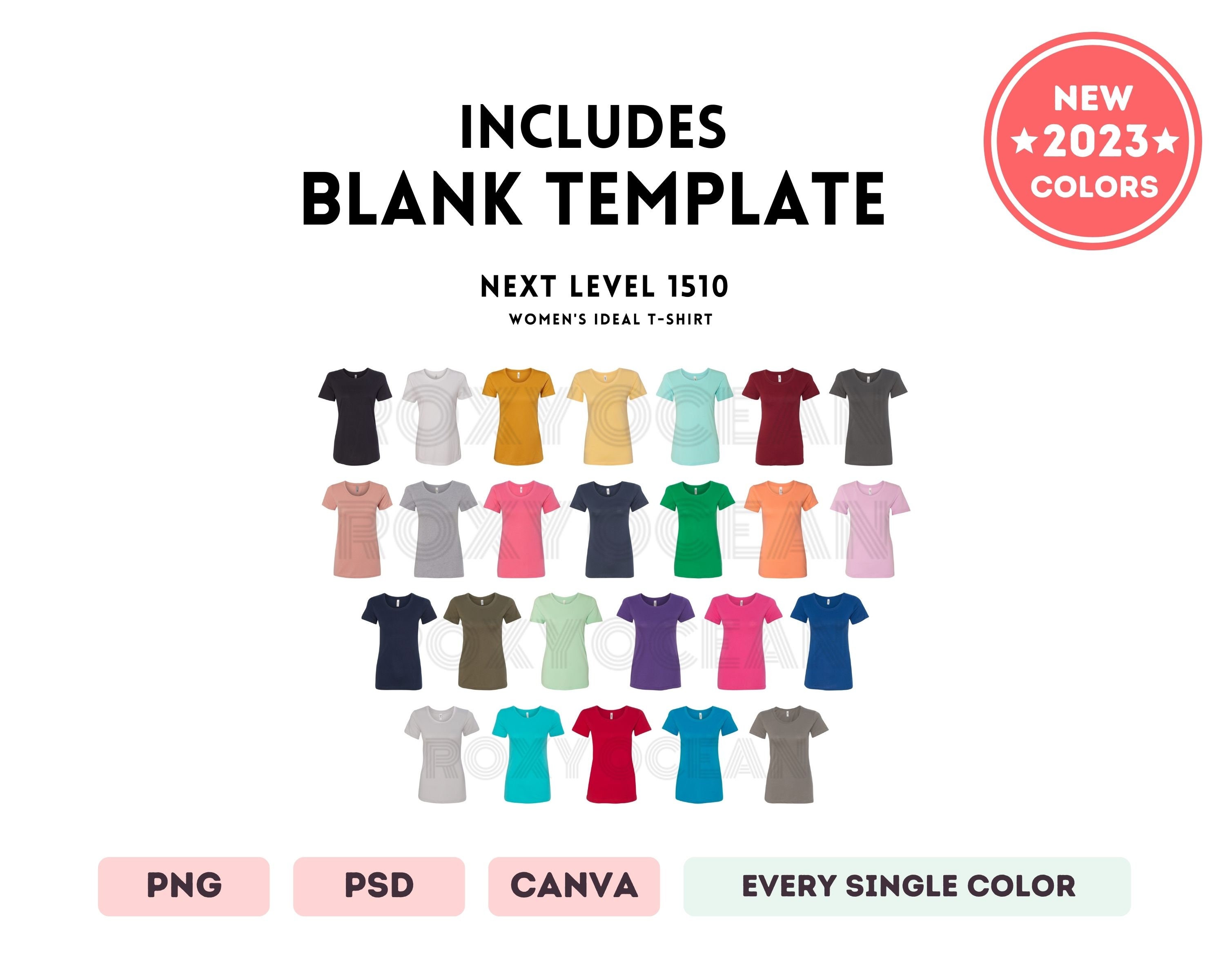 Next Level 1510 Color Size Chart EDITABLE Canva Template 1510 Women's ...