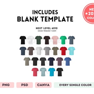 Next Level 6010 Color Size Chart EDITABLE Canva Template 6010 Unisex ...