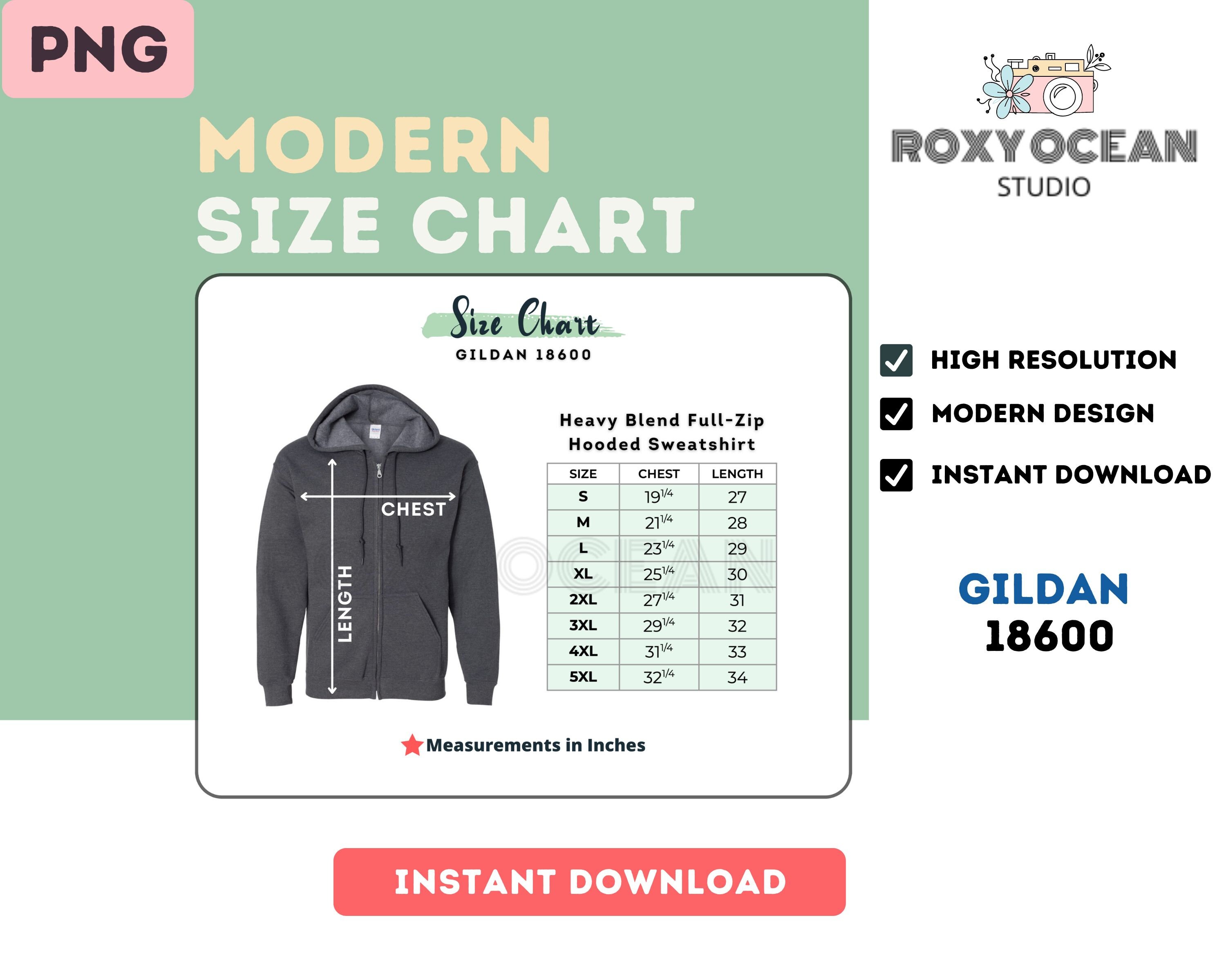 G186 Color + Size Chart | EDITABLE Canva Template | G186 Full-zip ...