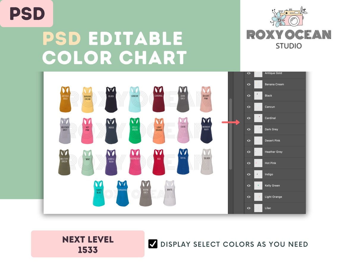 Next Level 1533 Color Size Chart EDITABLE Canva Template - Etsy