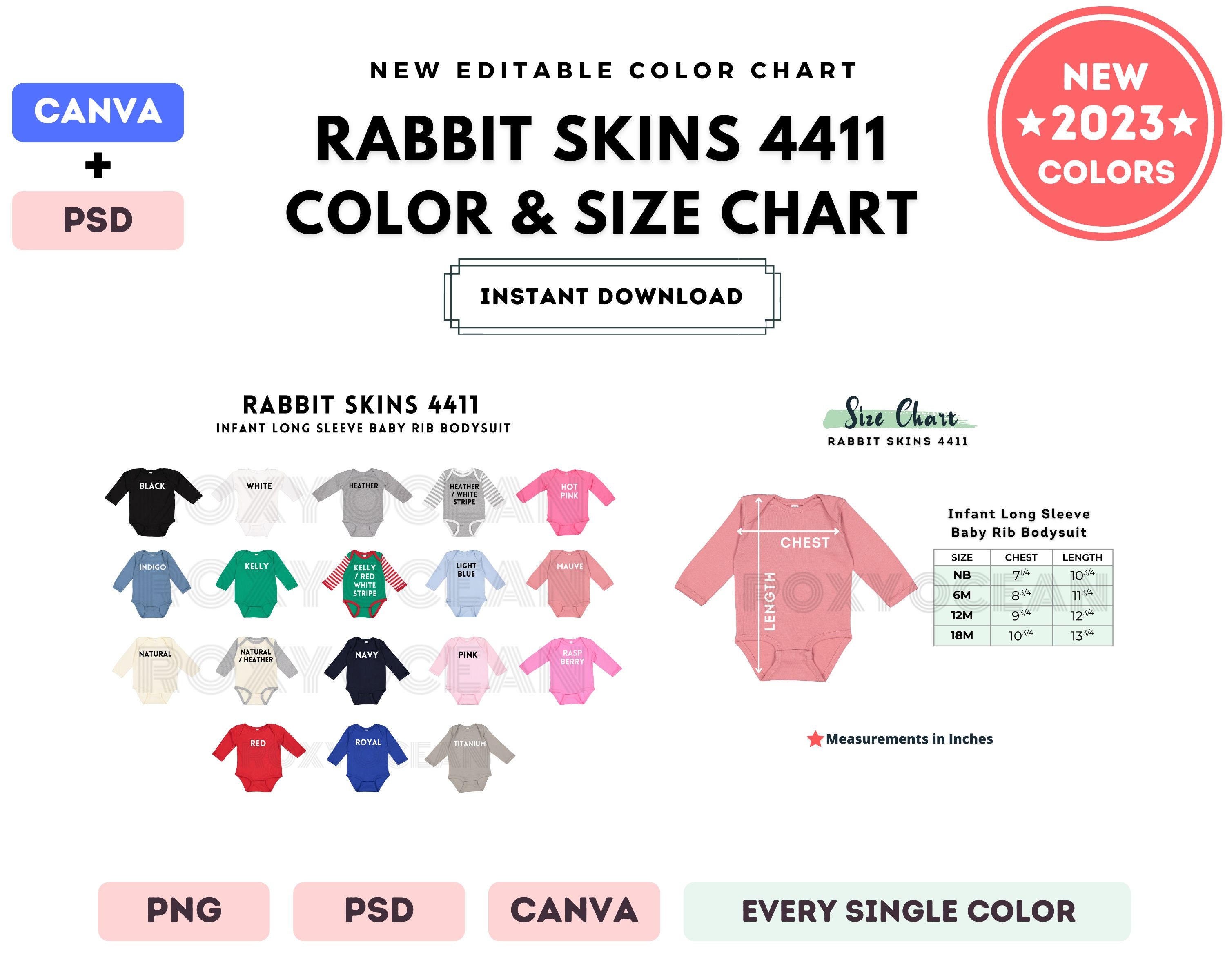 Rabbit Skins 4411 Color Size Chart EDITABLE Canva Template - Etsy