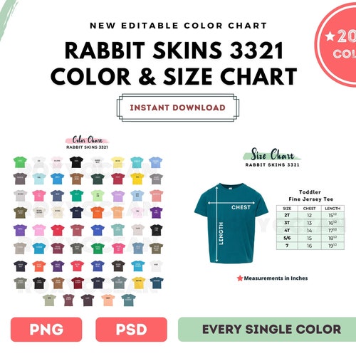 Semi-editable Rabbit Skins 3321 Size Color Chart Rabbit - Etsy