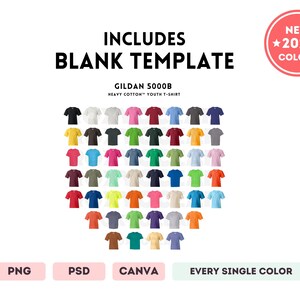 G500B Color Size Chart EDITABLE Canva Template G500B Heavy Cotton Youth ...