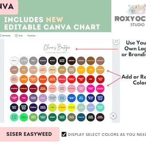 Siser Easyweed Color Chart | EDITABLE Canva Template | Easyweed Viny ...