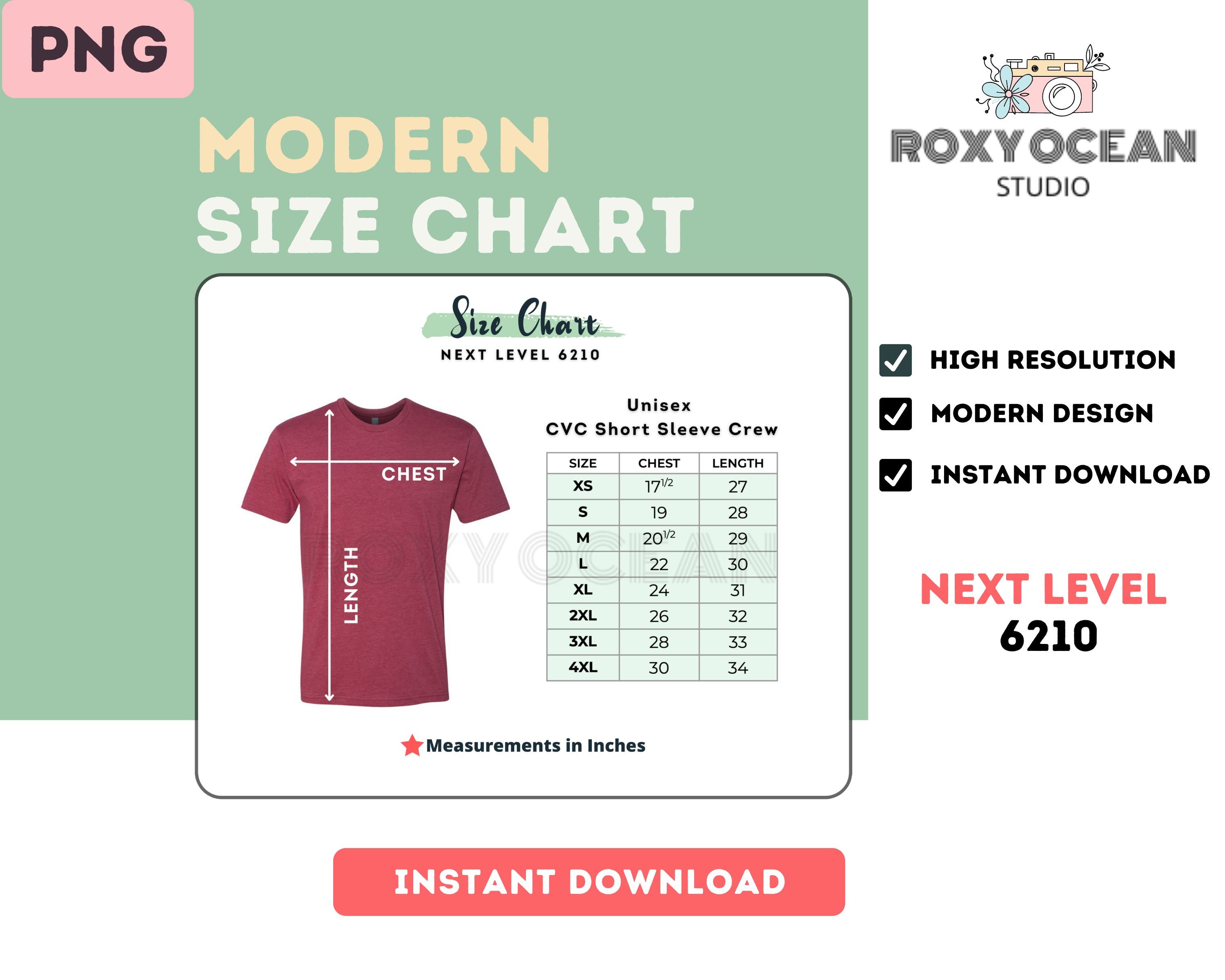Next Level 6210 Color + Size Chart | EDITABLE Canva Template | 6210 ...